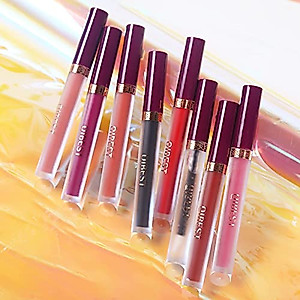 QiBest 7Pcs Matte Liquid Lipstick wiith 1Pcs Lip Plumper Makeup Set, Waterproof Lip Gloss Sets Kit Pigmented Long Lasting Velvet Lip Makeup Gift for Women and Girls
