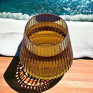 18 count origami ripple Unbreakable Stemless Plastic Wine Champagne Whiskey Glasses Elegant Durable Disposable Indoor Outdoor Ideal for Home, Office, Bars, Wedding, Ribbed 12 Ounce Cups (18, Clear)