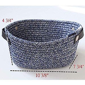 1 Pack Cotton Rope Basket,Small Woven Basket,10 3/8 inch X 7 3/4 inch X 4 3/4 inch， Baby Cotton Basket, Children's Home Decor (Blue)