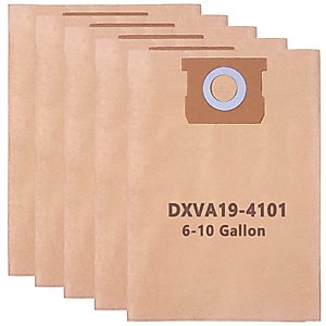 5 Pack DXVA19-4101 Replacement Filter Bags for DEWALT 6-10 Gallon Wet/Dry Vacuum Models DXV06P, DXV09P, DXV10P, DXV10S