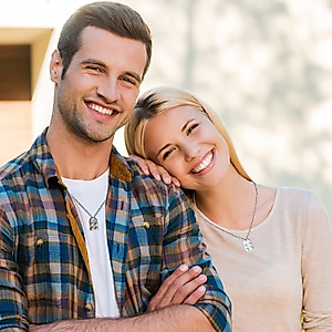 TANGPOET Brick Necklace for Couples Sterling Silver Lego Heart Pendant Necklace Friendship Jewelry Christmas Gifts for Women Men Friend Her
