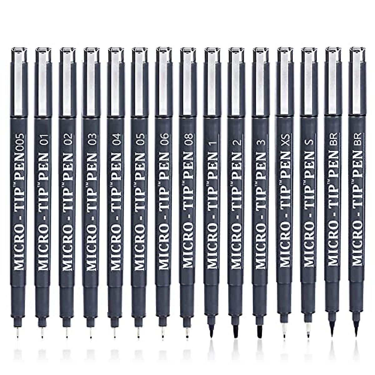 Tebik Hand Lettering Pens, 15 Pack Calligraphy Brush Pen Markers Black Ink for Beginners Writing, Lettering, Journaling, Art Drawing, Signature, Illustrations and Office School Supplies