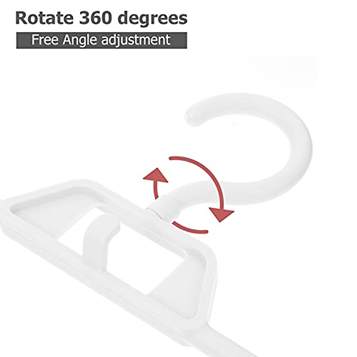 WINOMO 10Pcs Pants Hanger with Clips, White Plastic Dress Trousers Hanger with 360 Rotatable Hook for Women& Men Space Saving