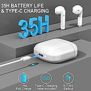 Wireless Earbud, Bluetooth 5.3 Headphones 2022 Bluetooth Earbud with 4 ENC Mics, Wireless Earphones in Ear Noise Cancelling Wireless Headphons Deep Bass IP7 Waterproof Ear Buds for iOS Android USB-C