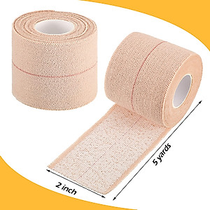 2 Rolls Adhesive Elastic Tape Bandage Tape Wrap Flexible Stretch Bandages for Sports Ankle, Knee and Wrist Sprains (Beige,2 Inch Wide)