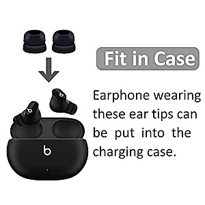 6 Pairs Double Flange Compatible with Beats Studio Buds/Fit Pro Ear Tips, S/M/L Replacement Noise Isolation Silicone Eartips Earbuds Fit in Case for Beat Studio Buds - 2 Flange Black