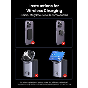 UGREEN MagSafe Charger Stand, Nexode 100W USB C Charger 4 in 1 with 15W MagSafe Wireless Fast Charging Station for iPhone 15 Pro Max/14/13/12, AirPods Pro, MacBook Pro, Galaxy S24