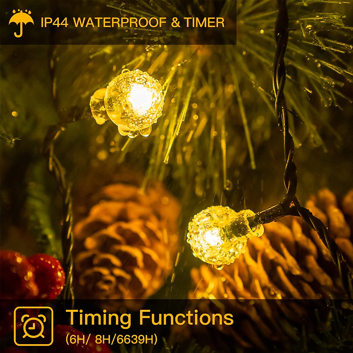 Ollimy Globe String Lights USB Powered, 40FT 80LED Waterproof Christmas Lights with Remote, Warm White+Multicolor Fairy Lights for Indoor Outdoor Christmas Home Party Patio Garden Wedding