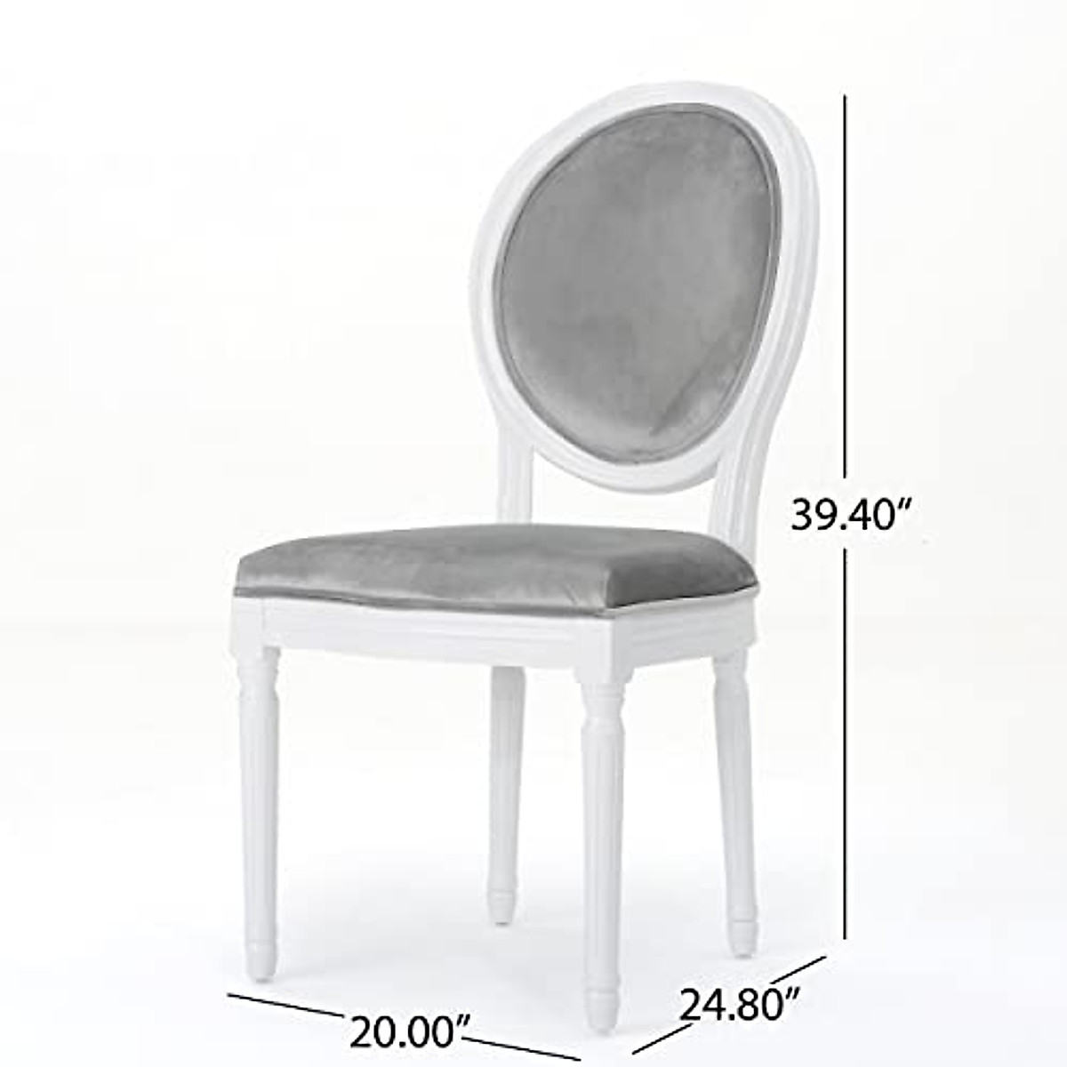 Christopher Knight Home Camille Traditional Velvet Dining Chairs, 2-Pcs Set, Horizon Grey / Gloss White