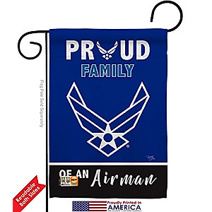 Breeze Decor Proud Family Airman Garden Flag Pack Armed Air Force USAF United State American Military Veteran Retire Official Applique House Banner Small Yard Gift Double-Sided, Made in USA