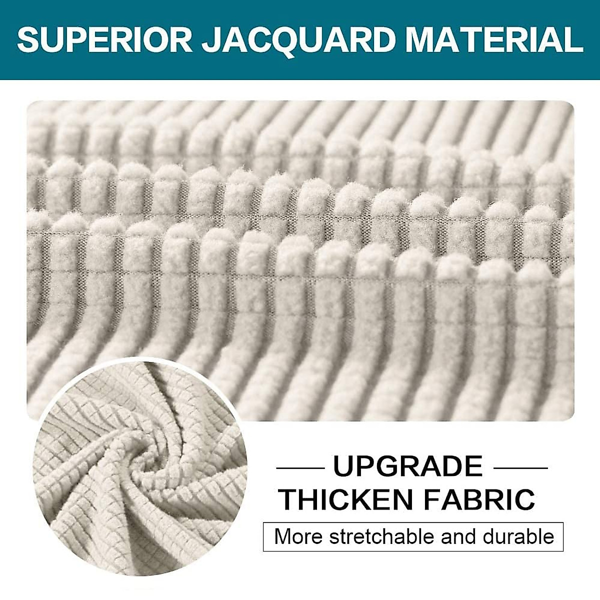 Turquoize 2 Piece Chair Covers Chair Slipcovers for Living Room Armchair Couch Cover Chair Sofa Cover with Individual Cushion Covers Furniture Cover for Chairs Feature Jacquard Fabric (Chair, Ivory)