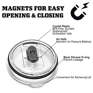 20 oz Magnetic Tumbler Lid for Compatible with YETI Rambler, Ozark Trail, Old Style Rtic and More, Magnetic Slider Switch Spill Proof Tumbler Cover (10/20oz Black 1Pcs)