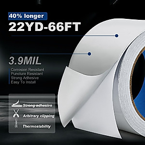 Aluminum Foil Duct Tape Heavy Duty 3.9 Mil, 2 Inch X 22 YD, Insulation Heat Resistant High Temperature Sealing and Patching for HVAC, Dryer Vent Hose, Air Vents, Exhaust Pipe, Metal Repair