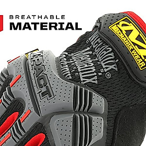 Mechanix Wear: M-Pact Work Gloves with Secure Fit, Work Gloves with Impact Protection and Vibration Absorption, Safety Gloves for Men (Black/Red, Large)