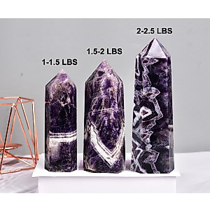 MOGEMT Large Dream Amethyst Healing Crystal Wand Point Obelisk Tower 6 Faceted Reiki Chakra Meditation Therapy 1.5-2.0 LBS