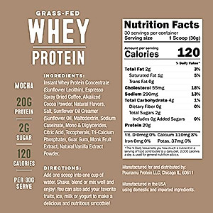 Pounamu Protein - Grass Fed Whey Protein. 365 Day Free Range, Non GMO. Sourced from New Zealand. 2lb Tub. (Mocha, 2LB)