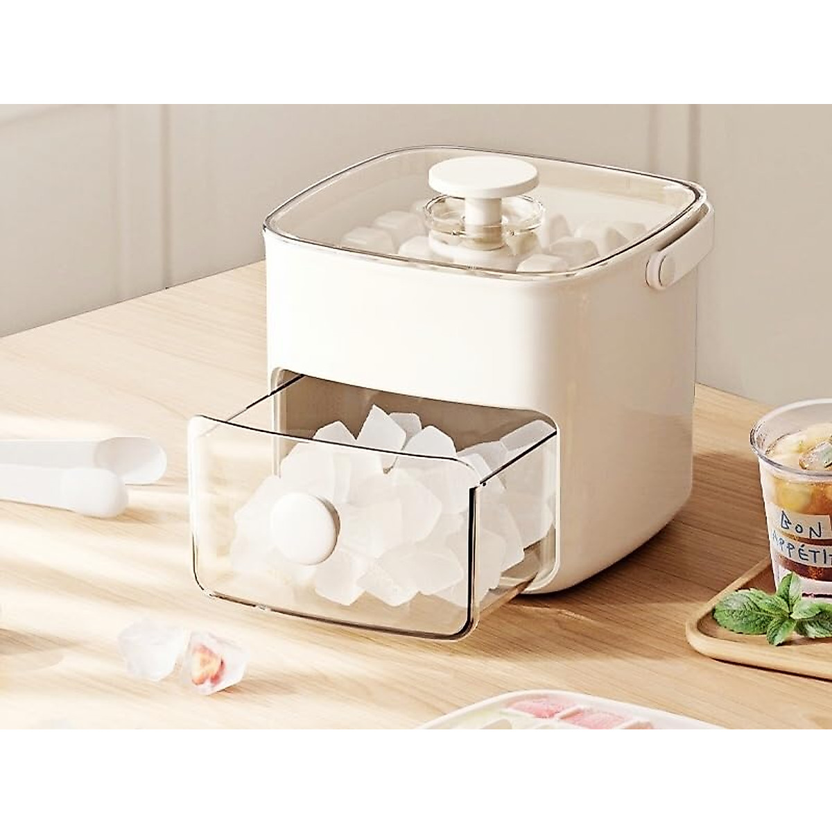 Portable Ice Maker, Countertop Ice Cube Machine with Clear Window, White