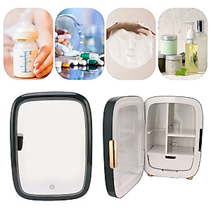 LIANGLIDE Mini Fridge for Skin Care, 12L Skincare Fridge, Mini Fridge with Dimmable LED Mirror, Portable Small Refrigerator Cooler for Food, Cosmetics, Home, Office and Car (US Plug)