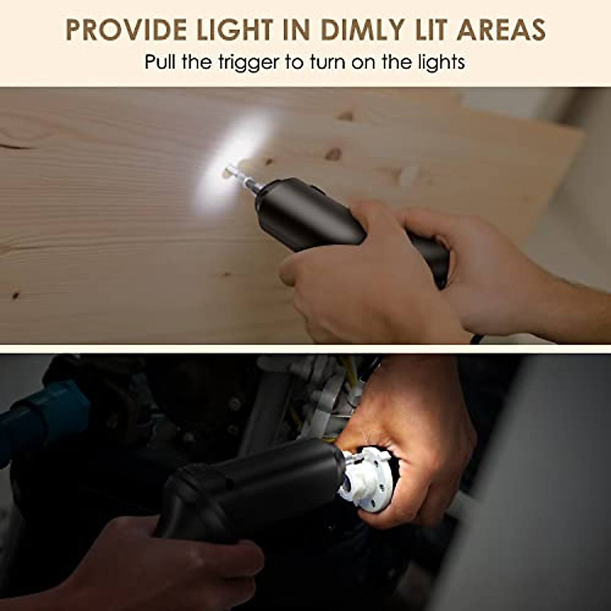 ANBEISTEE Electric Screwdriver Set, Rechargeable Cordless Screwdriver Kit with 106 pcs Bit Set, Pivoting Handle, LED Light, Carrying Case, Suitable for home DIY, Repair Tool Kit
