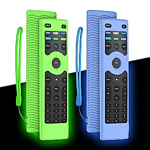 [2 Pack] WQNIDE Silicone Protective Case Cover for Vizio XRT140 Smart TV Remote Control,Shockproof Vizio XRT140 Remote Cover with Lanyard(Grow Blue+Grow Green)