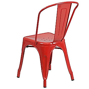 Flash Furniture Commercial Grade 4 Pack Red Metal Indoor-Outdoor Stackable Chair