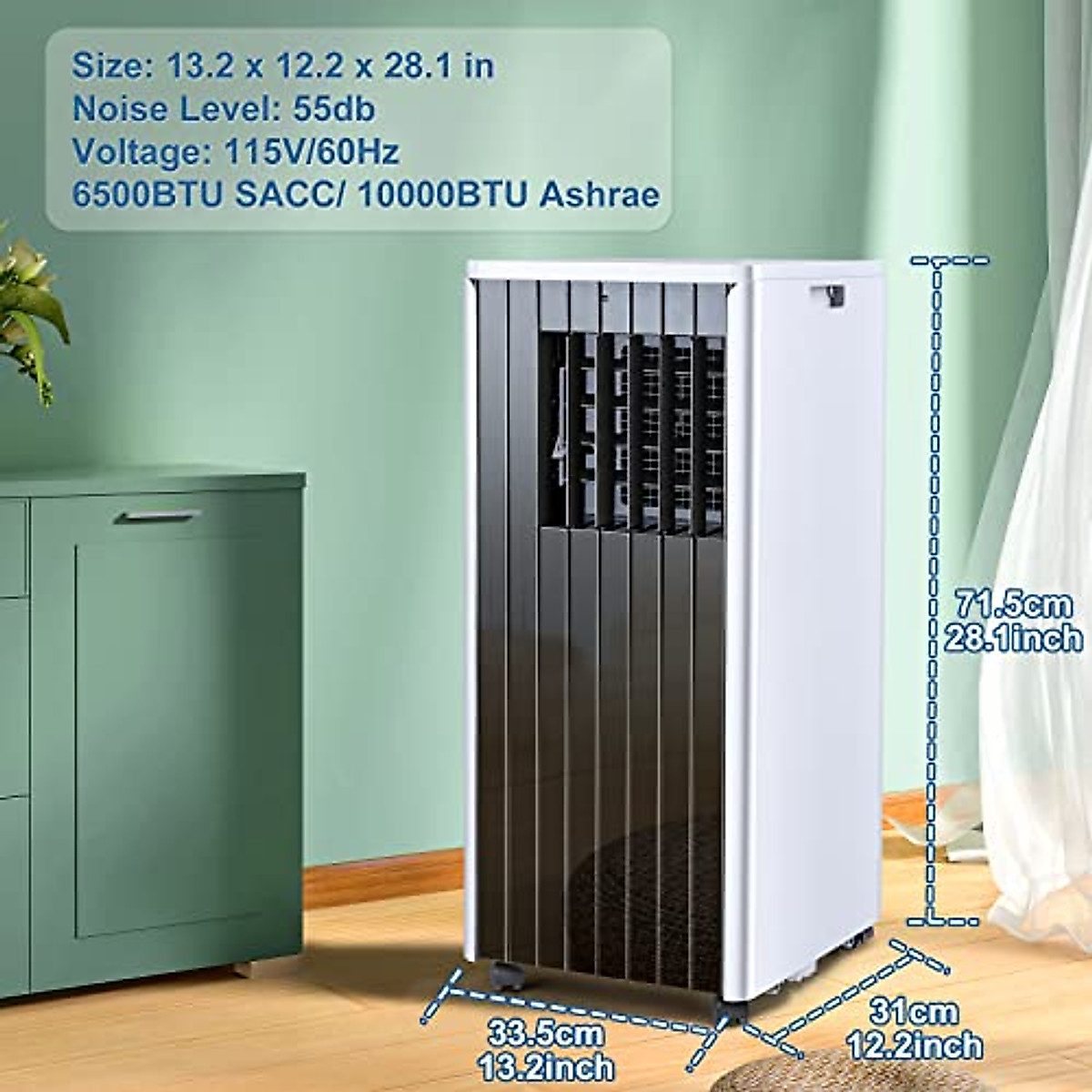 IAGREEA Portable Air Conditioner 10,000 BTU, Portable AC Unit for Rooms up to 400 Sq.Ft with Dehumidifier, Fan Modes, Auto Cooling & 24 Hour Timer, Window Mount Exhaust Kit-1130W