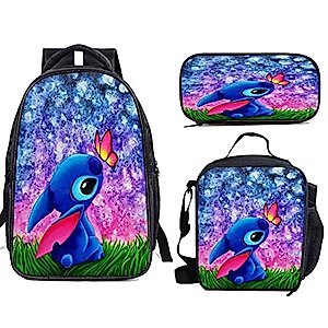 BOABIXA 3 Pcs Backpack with Pencil Case,Lunch Box,school Bags.Adjustable,durable,for boys girls students teens back to school