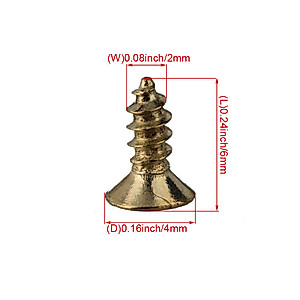 RDEXP Yellow Iron Hardware Flat Head Wood Screw Self Tapping Screws (2 x 6mm)