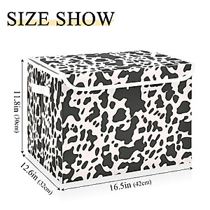 YETTASBIN Cow Print Storage Basket with Lid and Handles, Large Collapsible Fabric Storage Bins Sturdy Storage Organizer for Shelves, Closet, Bedroom, School, Office, Home Decor