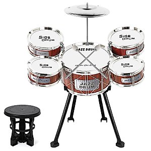 M SANMERSEN Kids Drum Set Jazz Drum Kit 8 Piece for Toddler Educational Percussion Musical Instruments Drum Toy Playset Xmas Gift for Boys Girls - Red