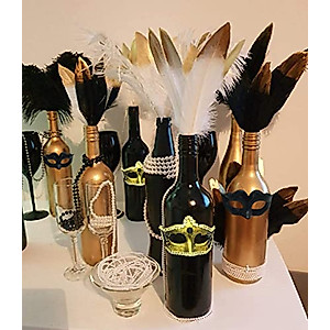 BLUE GARLIC Mini Masks Party Decoration, 20pcs Small Mardi Gras Mask Venetian Mask New Year Birthday Luxury Table Centerpieces (Goldsimple-20pcs)