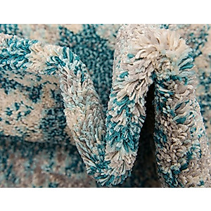 Unique Loom Penrose Collection Distressed Traditional Vintage Floral Area Rug, 2 ft 2 in x 6 ft, Turquoise/Beige