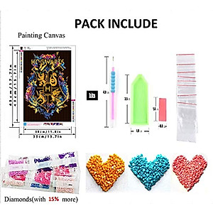 Diamond Painting Kits for Adults, Large Size 5D DIY Round Crystal Rhinestone Embroidery Kits Diamond Art Full Drill Diamond Painting Magic Badge Perfect for Home Wall Deco (Diamond Dotz 14x18inch)