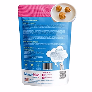 Munchbird Dehydrated Chicken Jerky Wrapped Egg Yolk Dog Treats, 100% Egg Yolk, Food Topper for Dogs, No Filler, Alternative to Freezed Dried Quail Egg Yolk, 7 OZ (Pack of 20 to 30 Egg yolks)