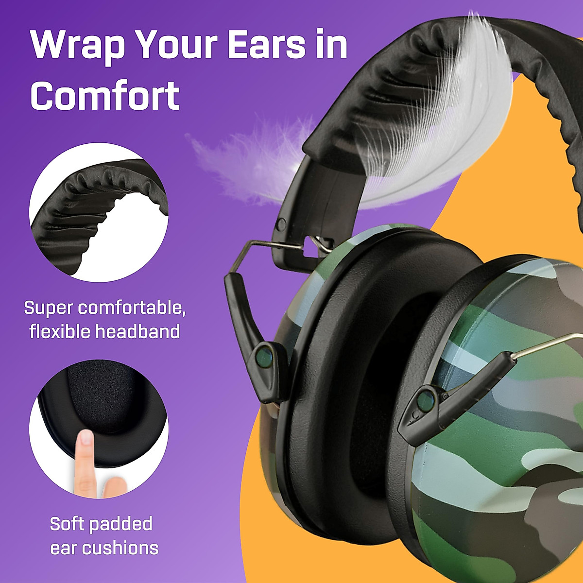 Vanderfields Hearing Protection Ear Muffs for Noise Reduction, 26dB Certified, Noise Cancelling Safety Ear Protection for Shooting, Adult Headphones for Lawn Mowing, DIY, Construction, Woodworking