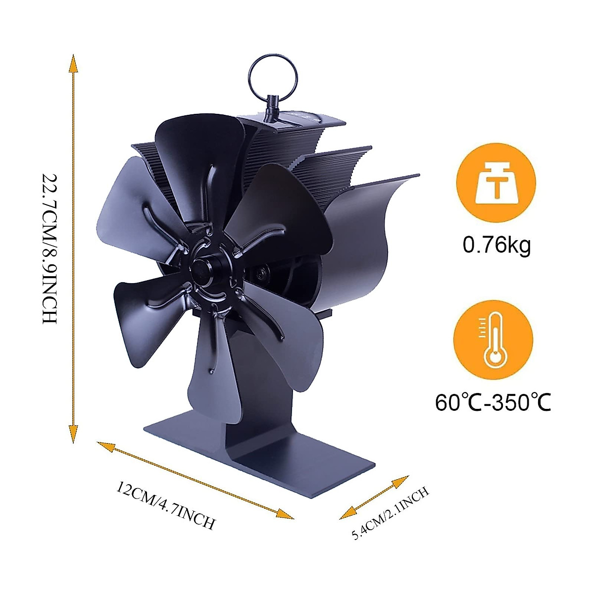 6-Blade Heat Powered Stove Fan for Wood/Log Burner/Fireplace increases 80% more warm air than 2 blade fan…