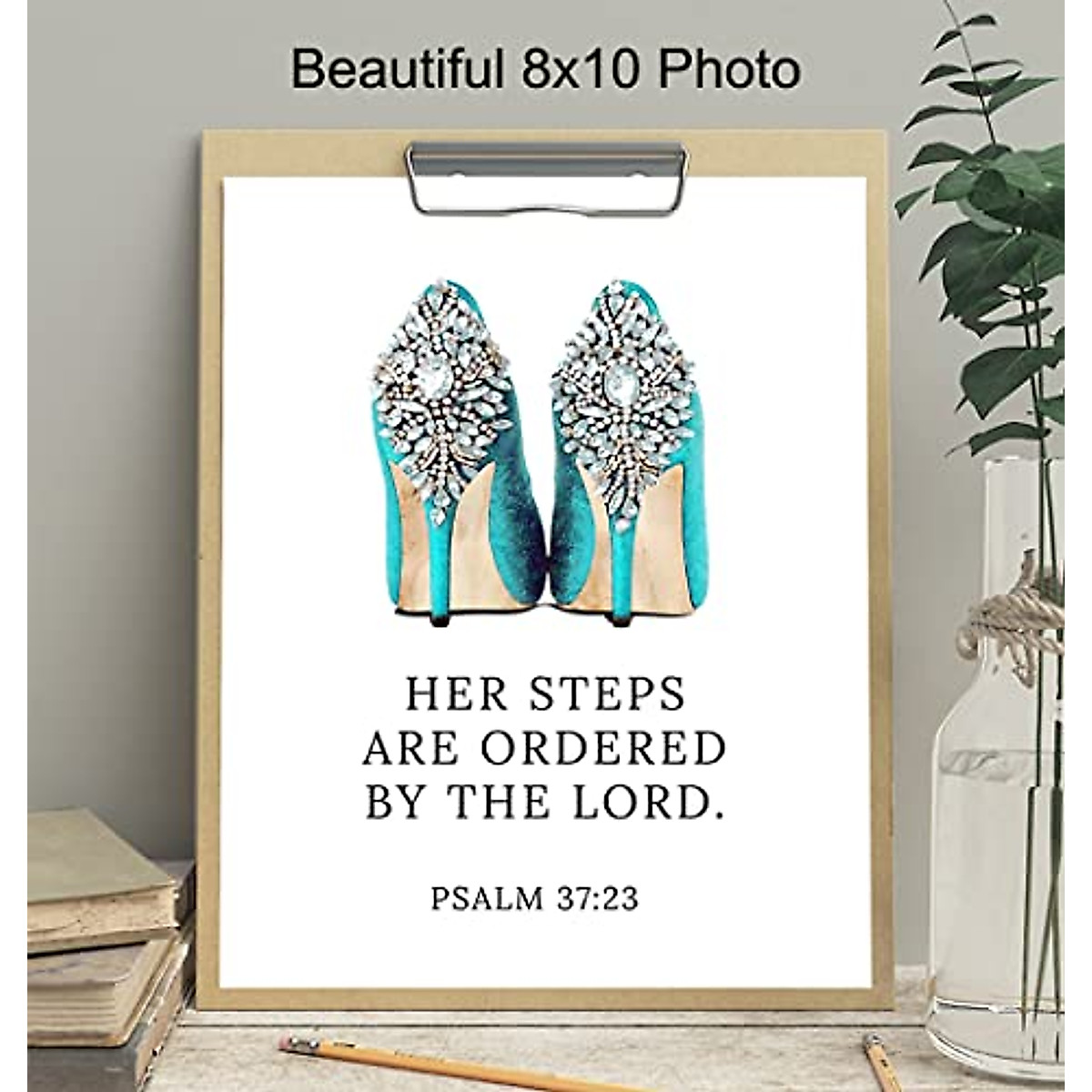 Glam Christian Gifts for Women - Religious Wall Decor - Bible Verses Wall Decor- Holy Scriptures Wall Art - Spiritual Gifts- Inspirational Quotes - Light Blue - Catholic Gifts Women - God Wall Decor