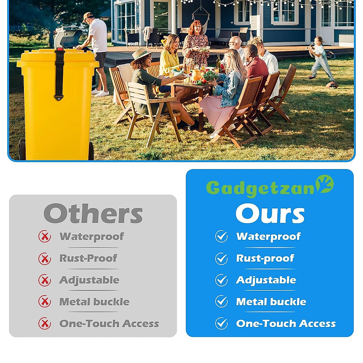 Gagetzan Semi-Automatic Trash Can Locks for Animals,Garbage Can Locks for Animals with Spring Button,Bear Proof Trash Can Lid Lock Keep Raccoon Out of Trash Bin,Easy Single Hand Release(1 Pcs)