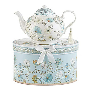 Delton 9.5 x 5.6 Inch Porcelain Tea Pot in Gift Box Blue Romance