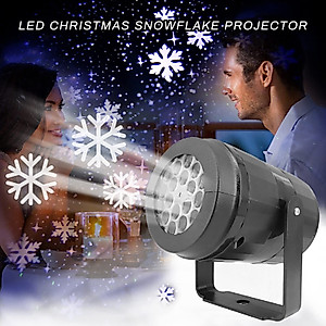 S5E5X Christmas Light Snowflake Projector, HD Waterproof Moving Patterns Rotating LED Projection Lamp for Christmas Party Decorations, Landscape Light for Home Outdoor Garden Courtyard Wall (Black)