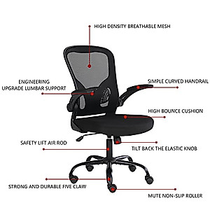 Home Office Desk Chair Set of 8 Ergonomic Office Chair with Rocking Lock Mesh Office Chair Black Computer Desk Chair Adjustable Height Swivel Chair