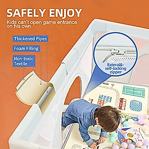 Baby Playpen Foldable, Tksd&m Large Play Yard,Playpen for Babies and Toddlers, Play Pens for Babies and Toddlers with Gate, Indoor & Outdoor Portable Play Pen, (59"×71")