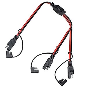 Liwinting SAE Y Splitter 1 to 2 SAE Extension Cord SAE Extension Cable Solar Panel Photovoltaic Cable Male to Female Extension Cord Bullet SAE One Point Two 14AWG 60cm/1.96FT