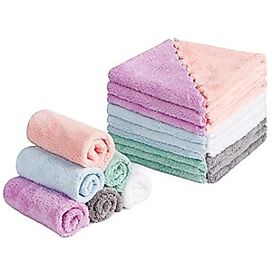 HOMEXCEL Premium Makeup Remover Cloth 24 Pack, Reusable Super Soft 7x7 Inch Facial Cleansing Cloths with Just Water, Highly Absorbent Microfiber Coral Velvet Face Towels Washcloths