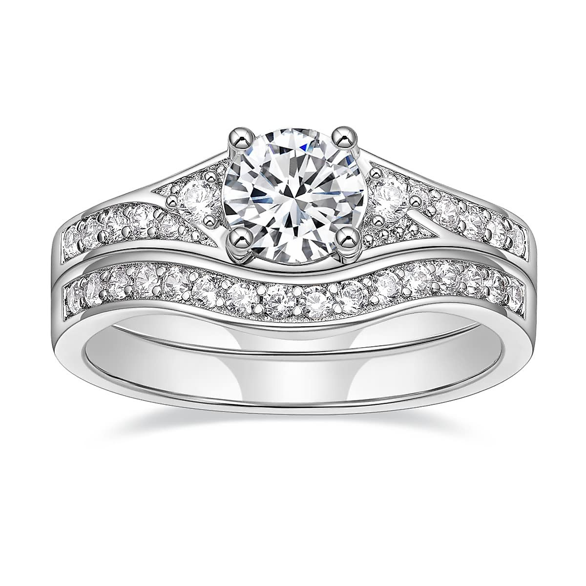 Mameloly 0.8ct Wedding Rings for Women Round Bridal Ring Sets Cubic Zirconia Engagement Promise Rings for Her Size 7