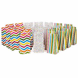 Hallmark Spring Pastel Party Favor and Wrapped Treat Bags, Assorted Designs (30 Ct., 10 Each of Chevron, Dots, Stripes) for Baby Showers, Birthdays, Easter, Mothers Day, Care Packages, May Day
