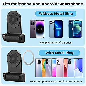 Magnetic Camera Handle Bluetooth Bracket- Smartphone Handle Photo Holder 10W Qi Wireless Charging Stand Phone Hand Grip with Magsafe Bluetooth Wireless Remote Control for Video Photo Shooting (Black)