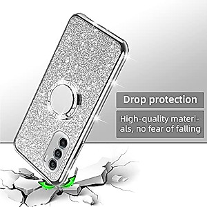 Case for Moto G Stylus 5G 2022 (NOT Moto G Stylus 5G 2021/4G), Motorola Phone Case with Ring Kickstand Lanyard Bumper Shockproof Full Body Protection Case - Silver