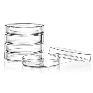 Huanyu 75mm Glass Petri Dish with Lids High Borosilicate Glass Petri Dishes Bacterial Culture Dishes for Lab Science Experiment (5pcs: 75mm)