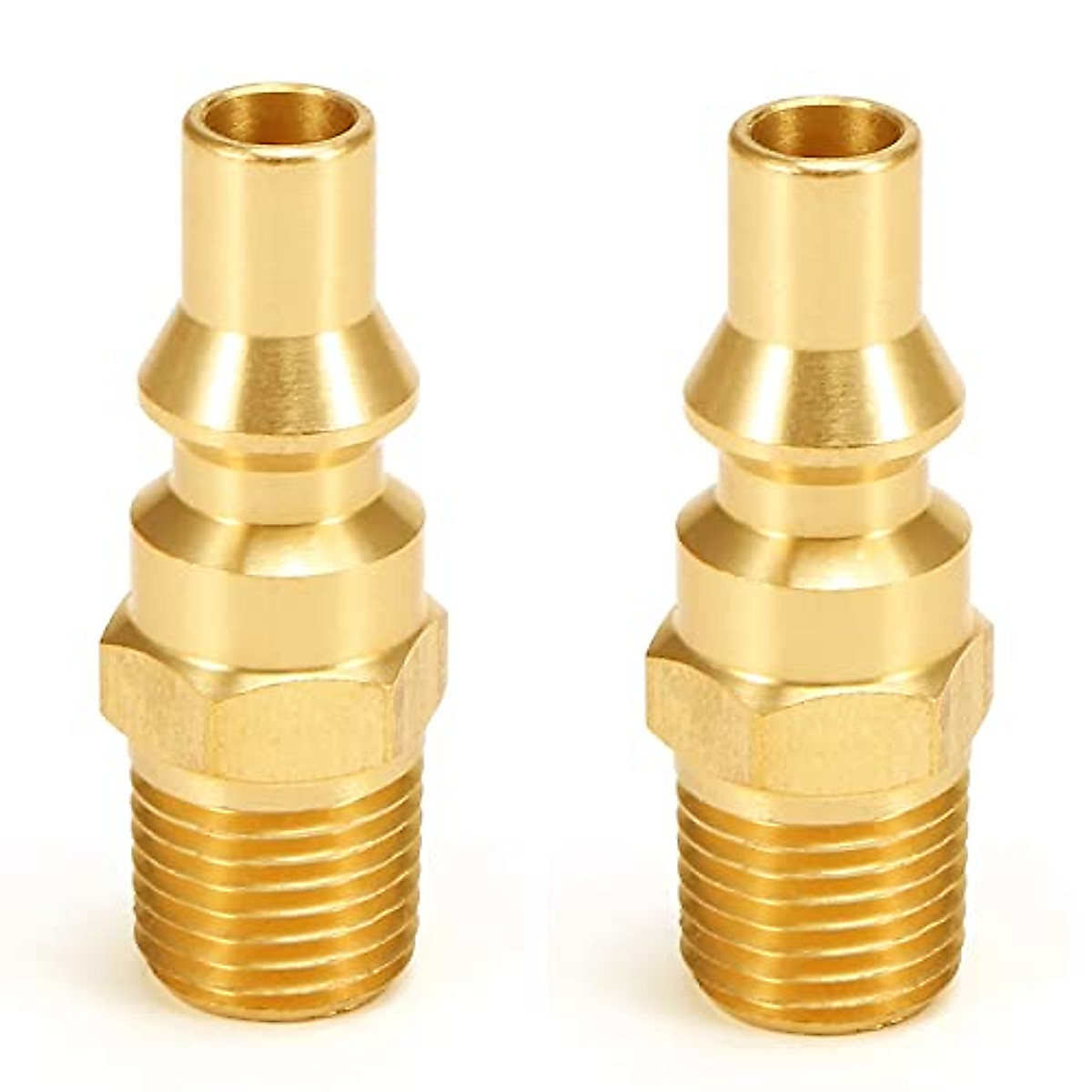 ANPTGHT 2PCS Propane Quick Connect Fitting Full Flow Male Plug with 1/4 Inch Male NPT Thread, Natural & Propane Gas Hose Plug for RV Portable BBQ